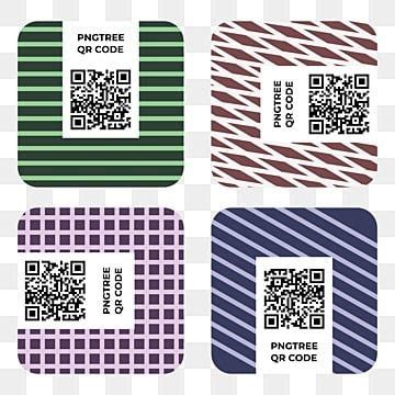 Four Different Colored Squares With Qr Code On Them All In Different