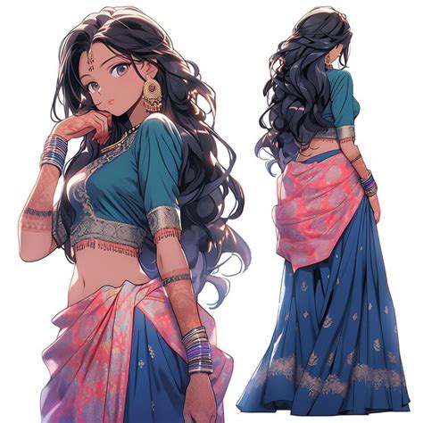 Premium Photo Anime Concept Female Tall Traditional Indian Saree
