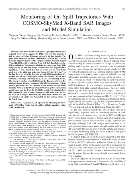 Pdf Monitoring Of Oil Spill Trajectories With Cosmo Skymed X Band Sar Images And Model Simulation