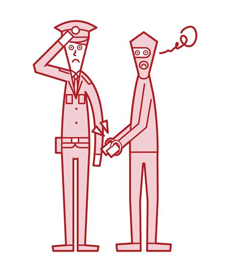 범죄자를 체포하는 경찰관 남성의 그림 무료 일러스트 소재집 Kukukeke