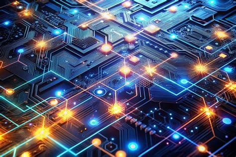 High Tech Circuit Board Network Glowing Connections Stock Illustration Illustration Of