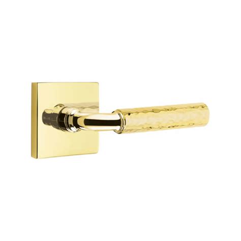 Select R Bar Hammered Dummy Lever Unlacquered Brass Square Rosette