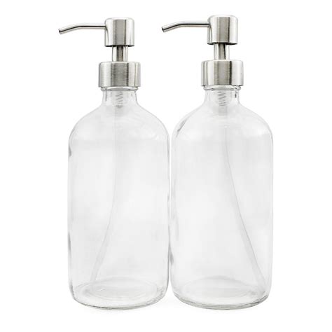 Cornucopia 16 Ounce Clear Glass Boston Round Bottles Wstainless Steel