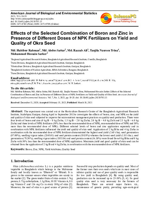 Pdf Effects Of The Selected Combination Of Boron And Zinc In Presence