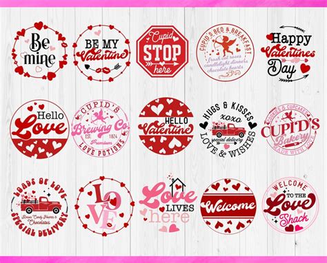Valentine Round Sign Svg Bundle Valentine S Day Round Etsy