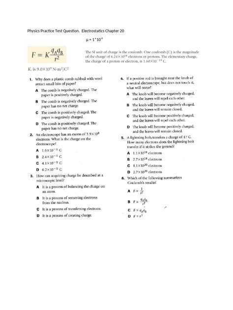Physics Practice Test Question Pdf