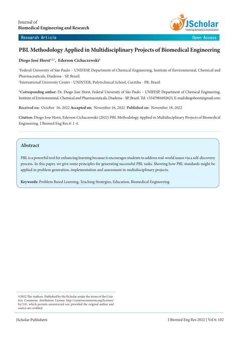 PDF PBL Methodology Applied In Multidisciplinary Projects Of