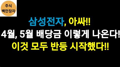 삼성전자 아싸 월 월 배당금 이렇게 나온다 이것 모두 반등 시작했다 YouTube