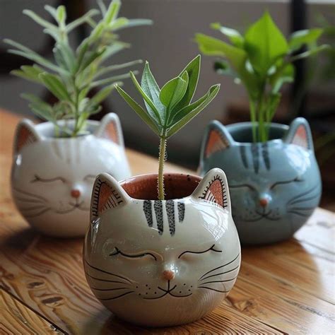 Cute Ceramic Cat Planters