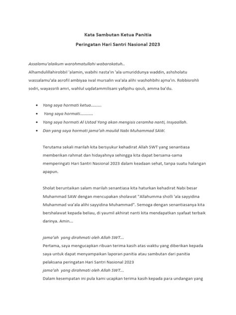 1240 Contoh Kata Sambutan Panita Hari Santri Pdf