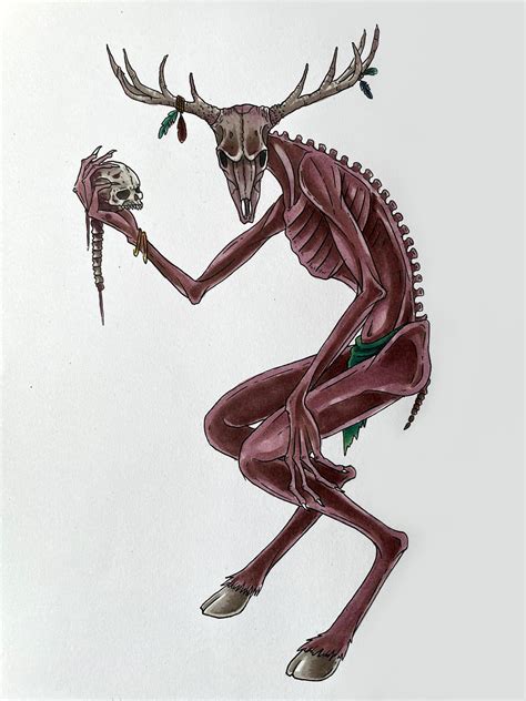 Wendigo Supernatural Drawing Wedigo Drawing Cryptids As Vintage
