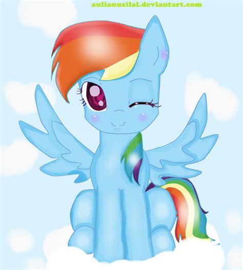 Mlp Rainbow Dash Sitting On A Cloud By Aulianuzilal On Deviantart