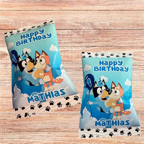 Bluey Chip Bags Bluey Birthday Chips Bluey Party Favor Bags Birthday