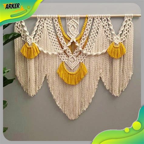 Ak Macrame 壁掛窗簾帷幔 Boho Shabby Chic Bohemian 編織牆裝飾編織掛毯 Macram 蝦皮購物