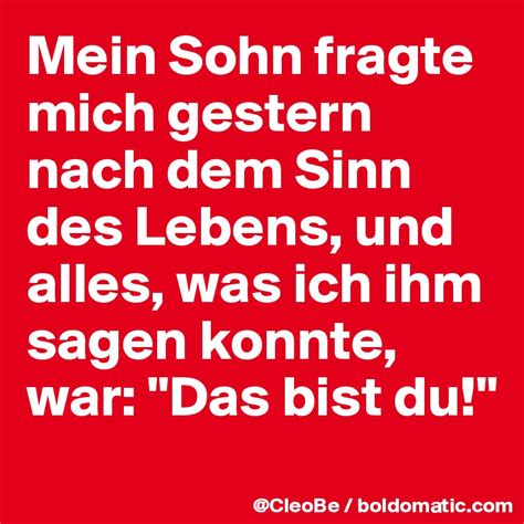 Mein Sohn Fragte Mich Gestern Nach Dem Sinn Des Lebens Und Alles Was