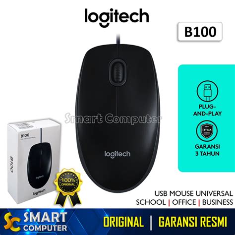 Jual Logitech B100 Mouse Kabel Usb Optical Cable Original Garansi