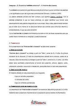 ESPAÑOL Presentación Montessori Lenguaje ANALISIS SINTACTICO clausulas