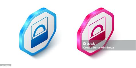 흰색 배경에 격리 된 상자 아이콘에 Isometric 다이아몬드 약혼 반지 육각 버튼 벡터 3차원 형태에 대한 스톡 벡터 아트
