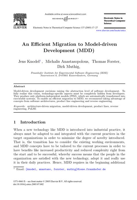 Pdf An Efficient Migration To Model Driven Development Mdd