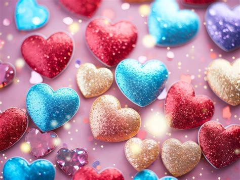 Premium Photo Cute Sparkly Glitter Hearts Background