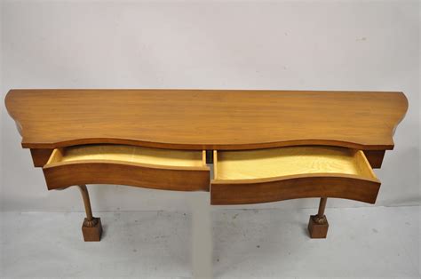 Italian Neoclassical Regency Cherry 2 Drawer Wall Mounted Console Hall