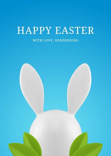 Premium Vector Happy Easter Rabbit Bauble Long Ears With Green Leaves