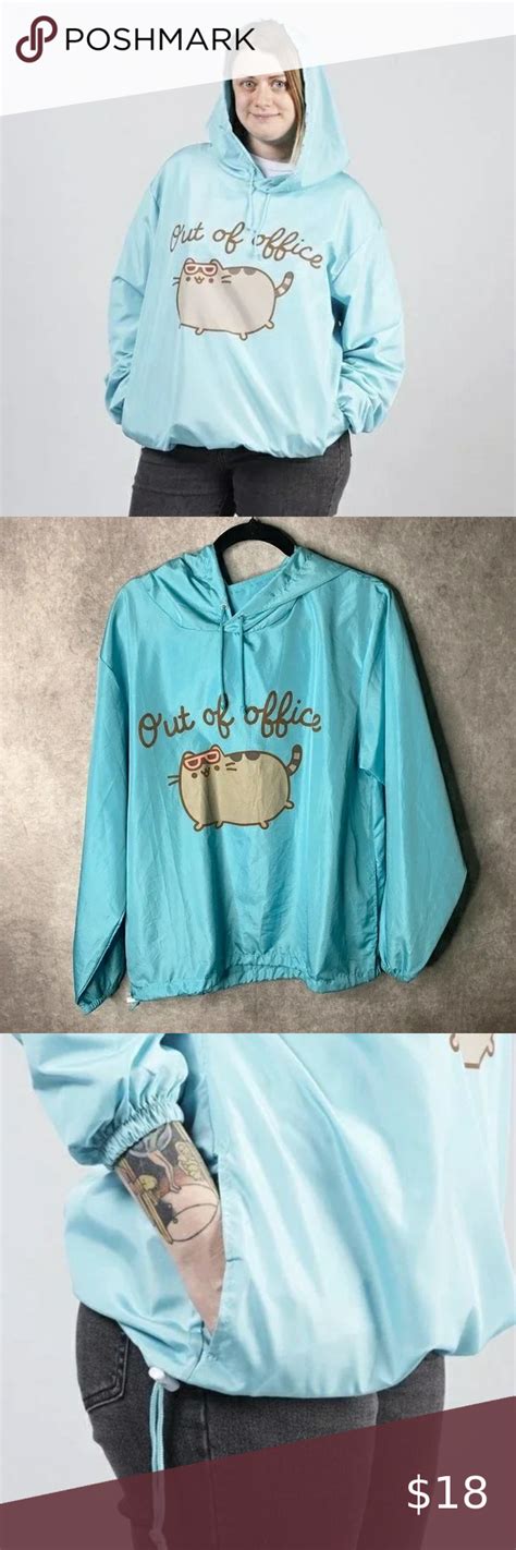 3 20 Pusheen Out Of Office Windbreaker Blue Clothes Design