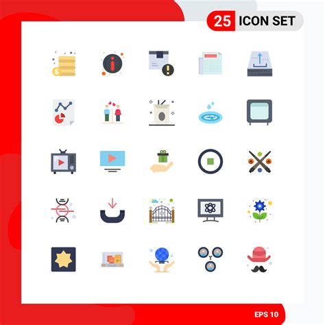 Mobile Interface Flat Color Set Of 25 Pictograms Of Office Box Delivery