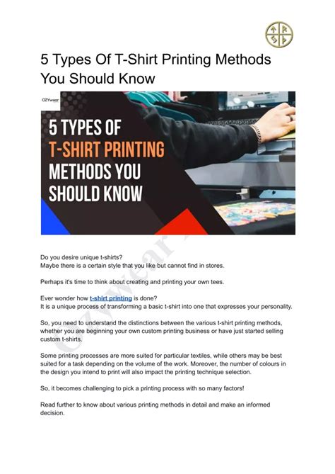 Ppt 5 Types Of T Shirt Printing Methods You Should Know Powerpoint