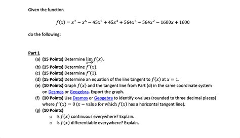 solved given the function