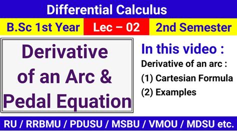 Derivative Of An Arc Derivative Of Length Of An Arc Differential
