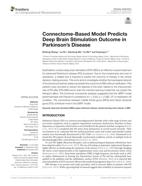 Pdf Connectome Based Model Predicts Deep Brain Stimulation Outcome In