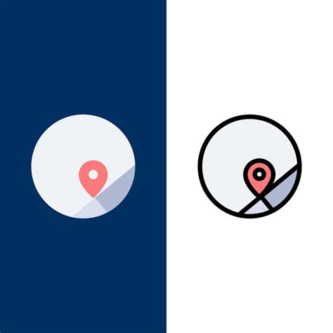 Basic Map Location Map Icons Flat And Line Filled Icon Set Vector Blue