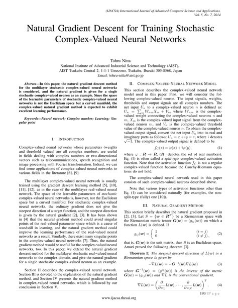 Pdf Natural Gradient Descent For Training Stochastic Complex Valued