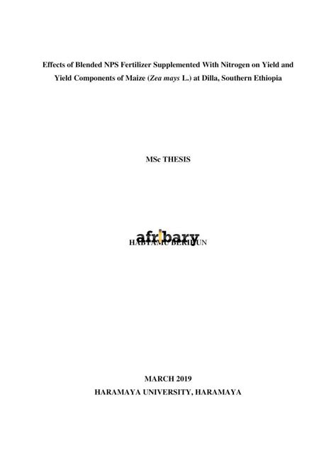 Effects Of Blended Nps Fertilizer Supplemented With Nitrogen On Yield And Yield Components Of