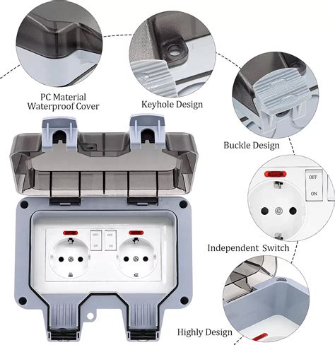Outdoor Double Socket Waterproof 2 Gang Ip66 Switch Indicator Light Theshop Pk