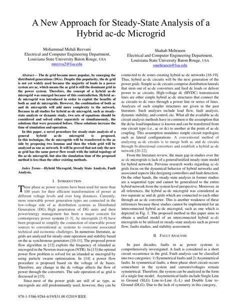 Pdf A New Approach For Steady State Analysis Of A Hybrid Ac Dc Microgrid