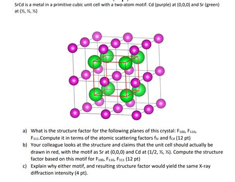 Solved Srcd Is A Metal In A Primitive Cubic Unit Cell With A