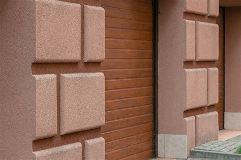 콘크리트 질감 벽 타일 외관 디자인 현대 건축 관점 외부 현대 건물 측면 차고 입구 자동 게이트 배경 개체 0명에 대한 스톡 사진 및 기타 이미지 Istock