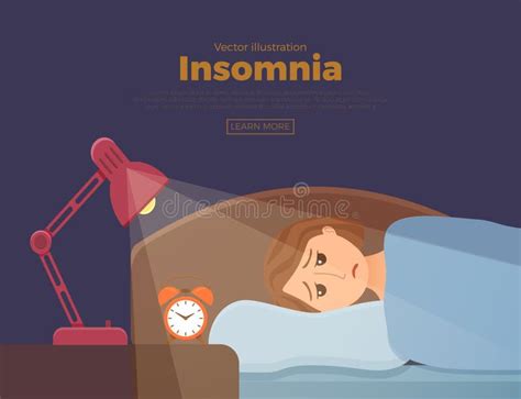 Sleepless Woman Face Cartoon Character Suffers From Insomnia Stock