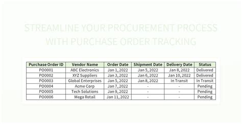 Streamline Your Procurement Process With Purchase Order Tracking Excel