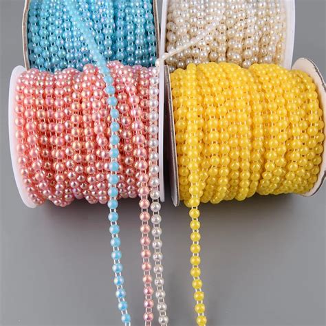 3Yards 6mm Breite ABS Halb Runde Flatback Imitation Perle Perlen Kette