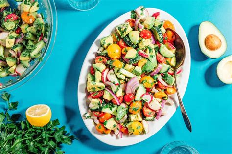 Tomato Cucumber Avocado Salad 15 Minute Recipe Live Eat Learn