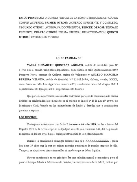 Divorcio Mutuo Acuerdo Pdf Divorcio Matrimonio