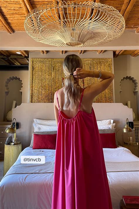 Flowy Cotton Midi Dress Pink Na Kd