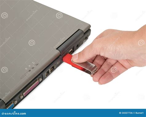 Inserting Memory Stick Stock Photo Image Of Connection 34327736