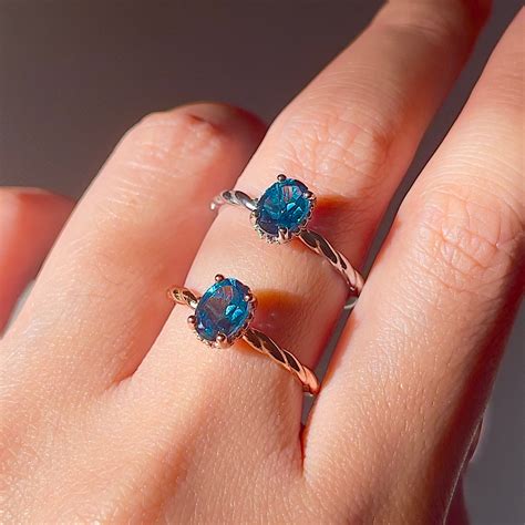London Blue Topaz Halo Ring Gemstone Jewellery Daintique Malaysia