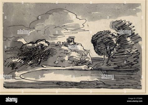 Maximilian Johann Georg Von Dillis Ideal Landscape With A Lake And A Hill With Temple Ruins