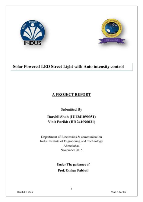 Pdf Solar Powered Led Street Light With Auto Intensity Control