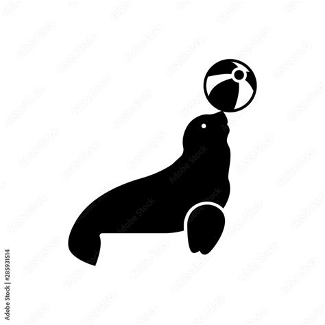 Trained Fur Seal Icon In Black Style Isolated On White Background
